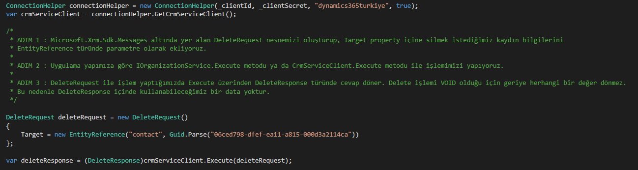 Xrm.Sdk.Messages.DeleteRequest - Emre GÜLCAN